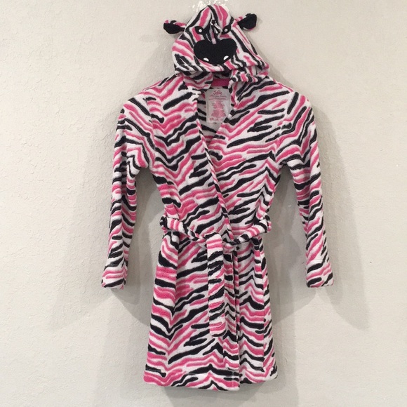 Justice | Pajamas | Justice Girls 8 Zebra Hooded Plush Fleece Robe ...